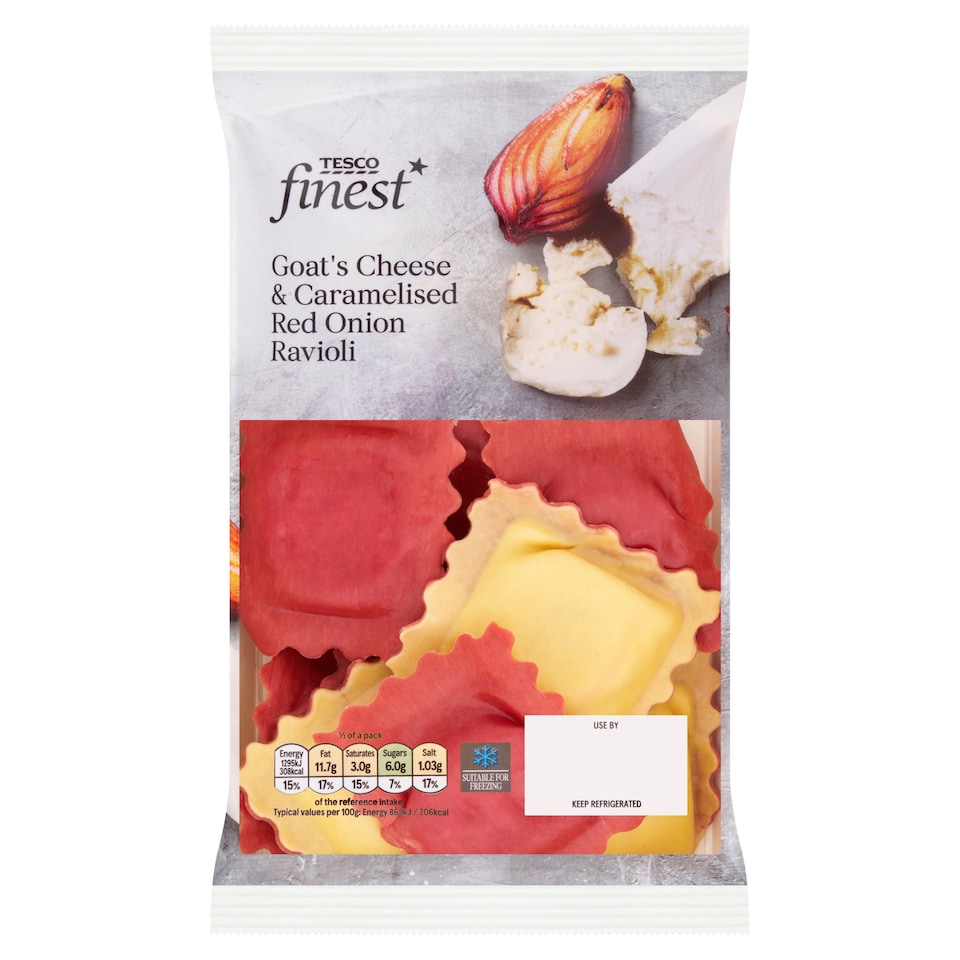Tesco Finest Goat Cheese & Caramelised Red Onion Ravioli 250G - Tesco ...