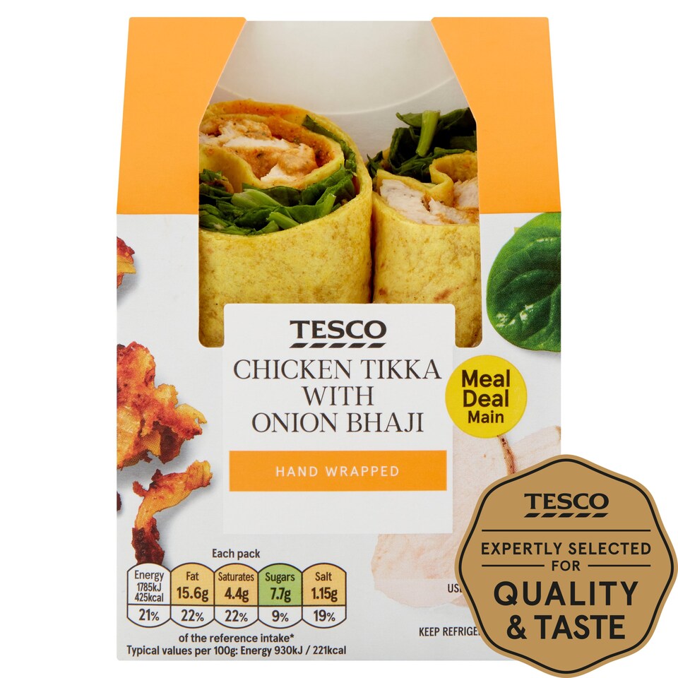 Tesco Chicken Tikka With Onion Bhaji Wrap - Tesco Groceries