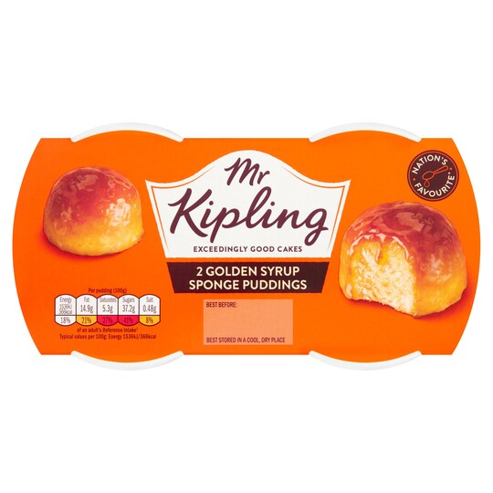 Mr. Kippling Sponge Pudding Golden Syrup 2X95g - Tesco Groceries