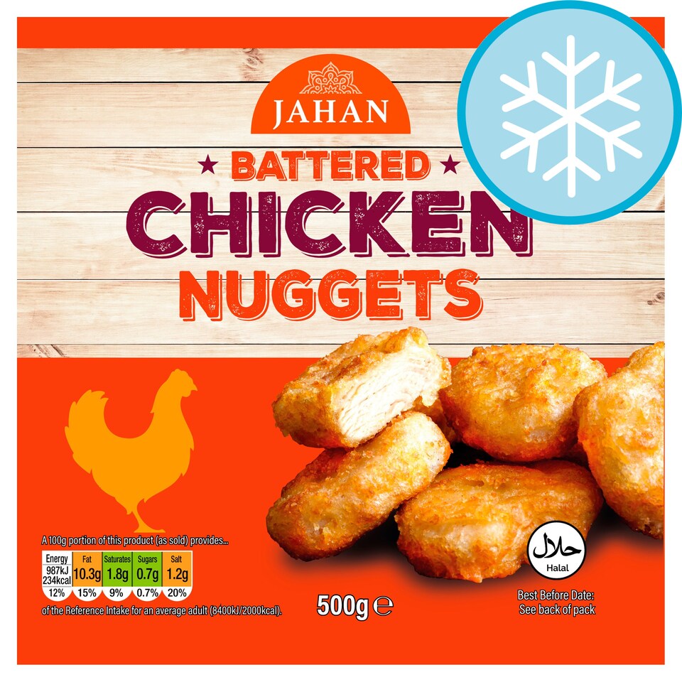 Jahan Frozen Battered Chicken Nuggets 500G - Tesco Groceries