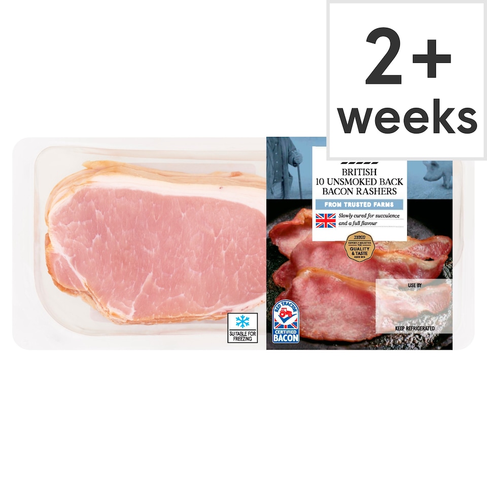 Tesco British 10 Unsmoked Back Bacon Rashers 300G - Tesco Groceries