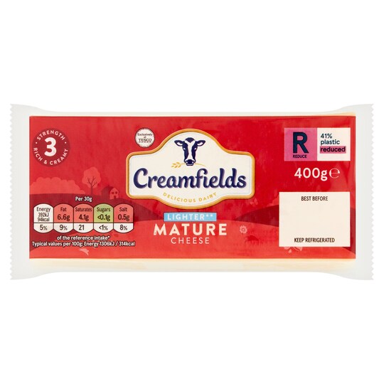 Creamfields Lighter Mature Cheese 400G - Tesco Groceries