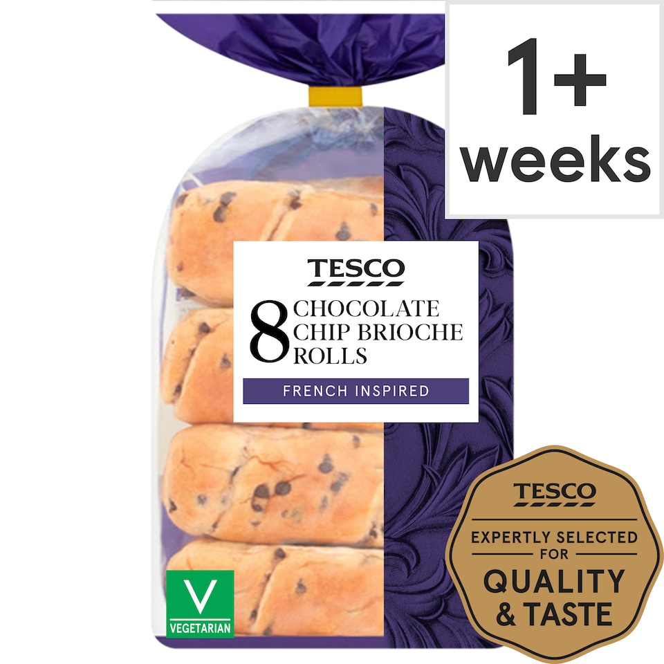 Tesco Chocolate Chip Brioche Rolls 8 Pack - Tesco Groceries