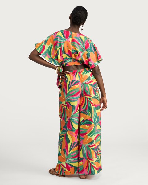 F&F Tropical Print Wide Leg Beach Trousers in Multi Green - Tesco Groceries