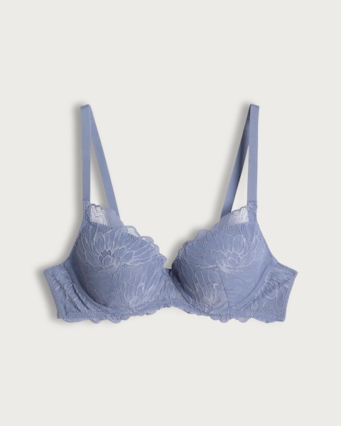 F&F Floral Lace Underwired Bra in Blue - Tesco Groceries