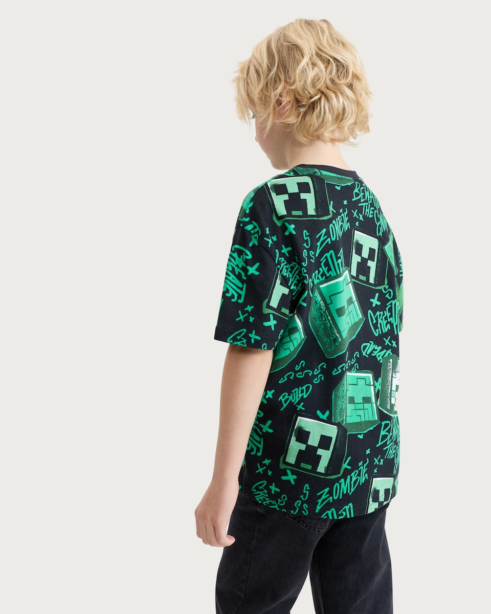 Minecraft Build Create Explore Oversized T-Shirt in Multi Black - Tesco ...