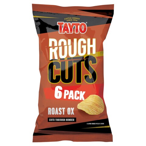 Tayto Rough Cuts Roast Ox Flavour Ridged Potato Crisps 6 x 25g - Tesco ...