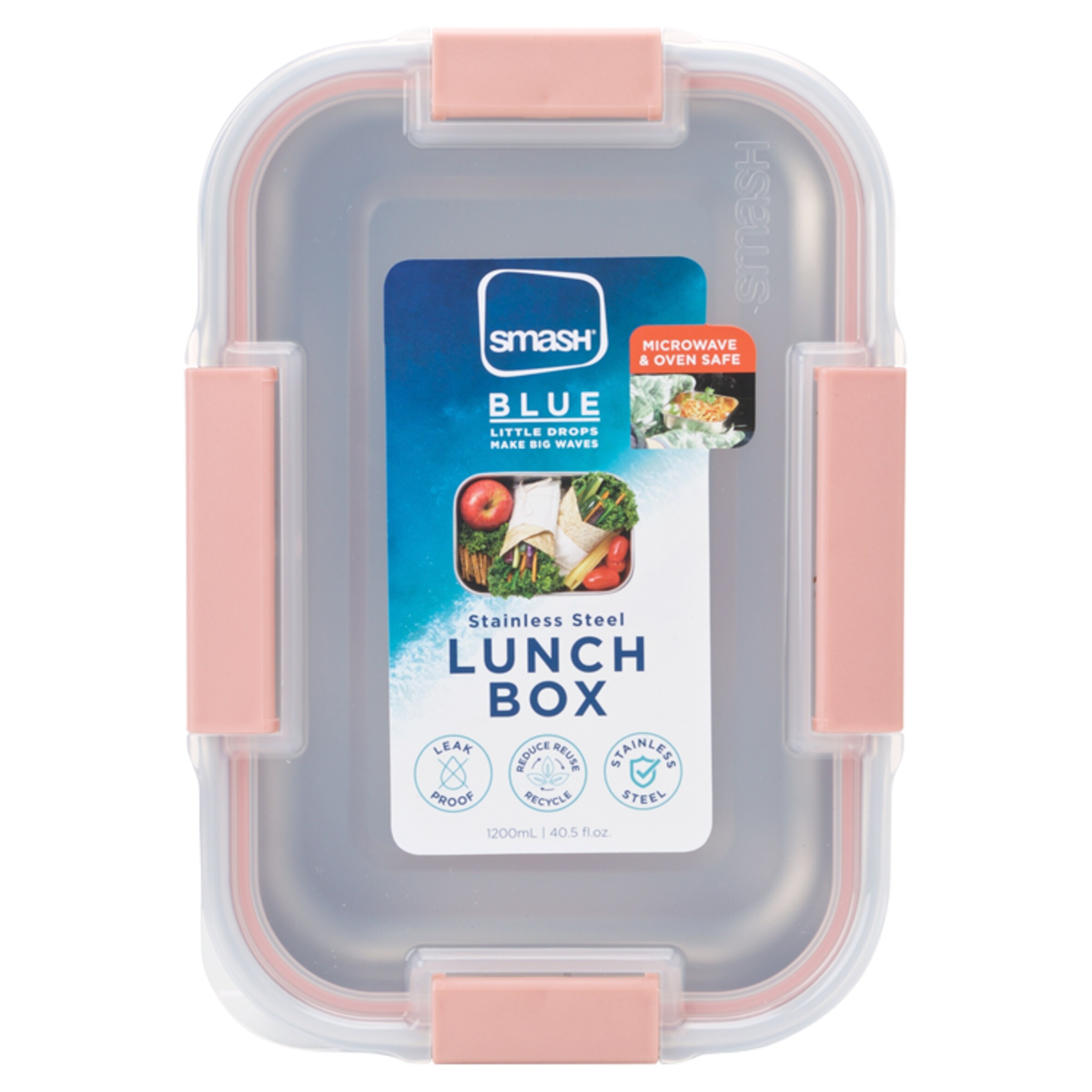 Smash Blue Stainless Steel Lunch Box 1.2L - Pink - Tesco Groceries