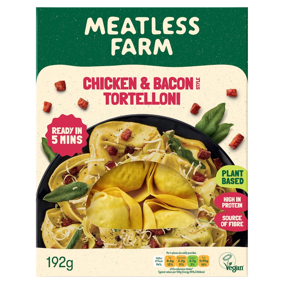 Meatless Farm Chicken & Bacon Style Tortelloni 192g - Tesco Groceries