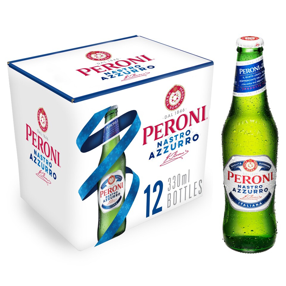 Peroni Nastro Azzurro Lager Beer 12X330ml - Tesco Groceries