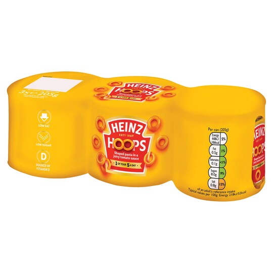 Heinz Spaghetti Hoops 3 X 205G - Tesco Groceries