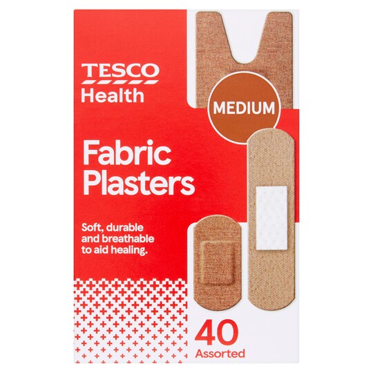 Tesco Medium Assorted Fabric Plasters 40'S - Tesco Groceries