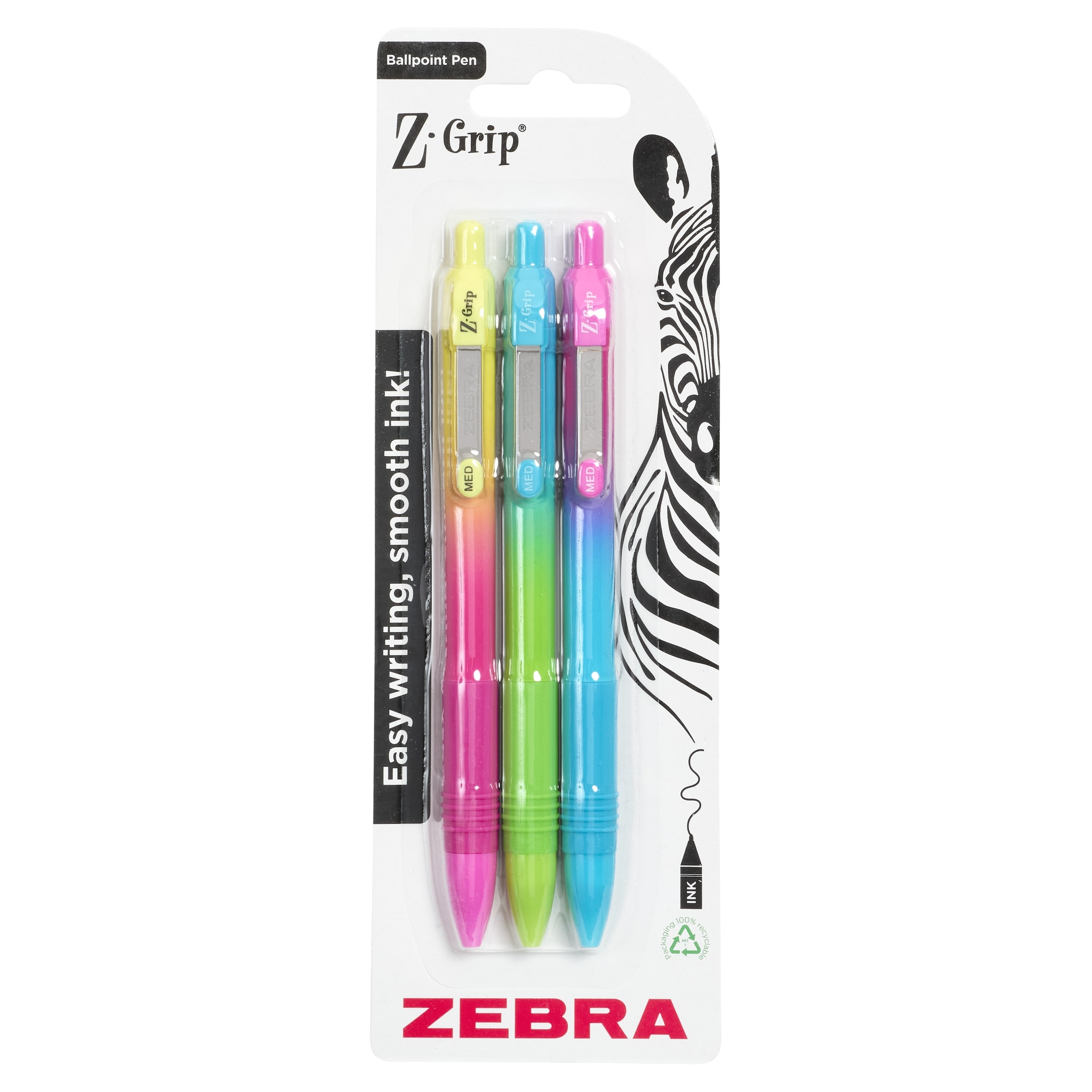 Zebra ZGrip Ombre Soft Touch Black RT Ball Pens 3pk - Tesco Groceries