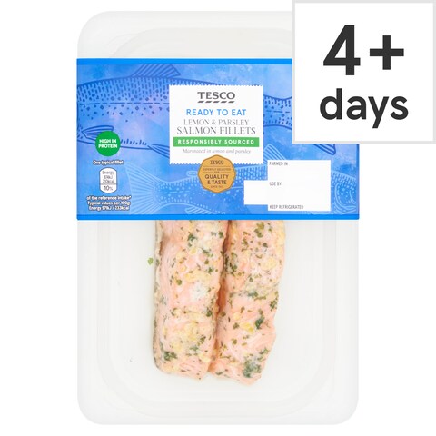 Tesco RTE Lemon and Parsley Steamed Salmon Fillets 180g - Tesco Groceries