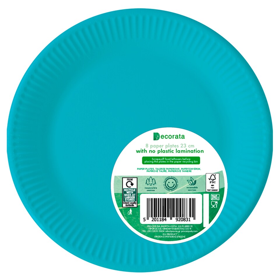 Blue Plates 23Cm 8 Pack - Tesco Groceries