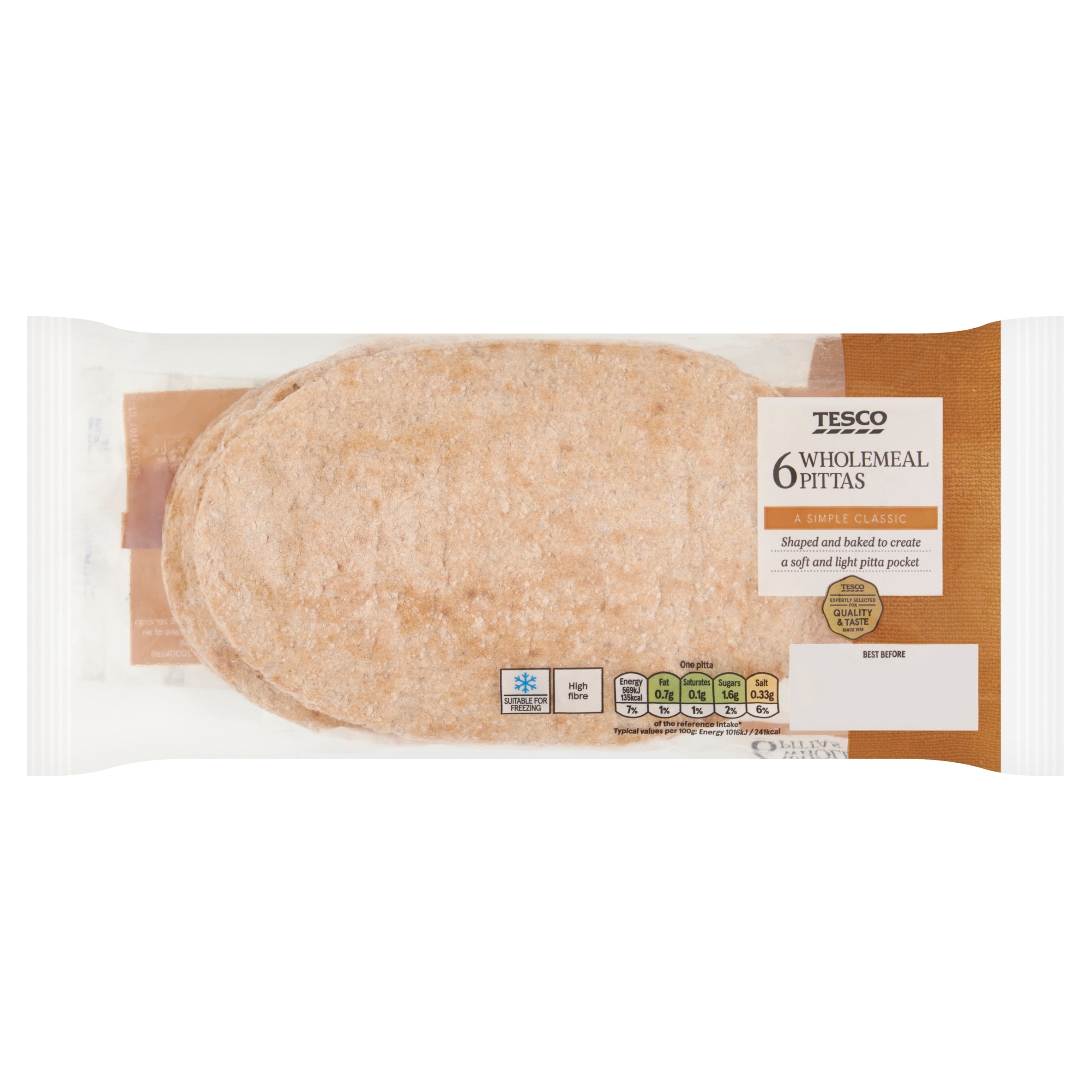 Tesco Wholemeal Pitta Bread 6 Pack - Tesco Groceries