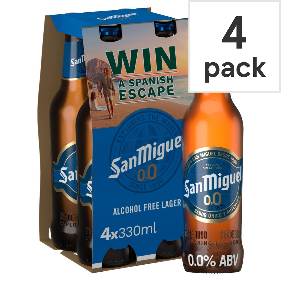 San Miguel Especial Alcohol Free 0,0% Lager Beer Bottle 4x330ml - Tesco ...