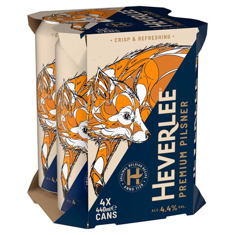 Heverlee Premium Pilsner 4 x 440ml - Tesco Groceries