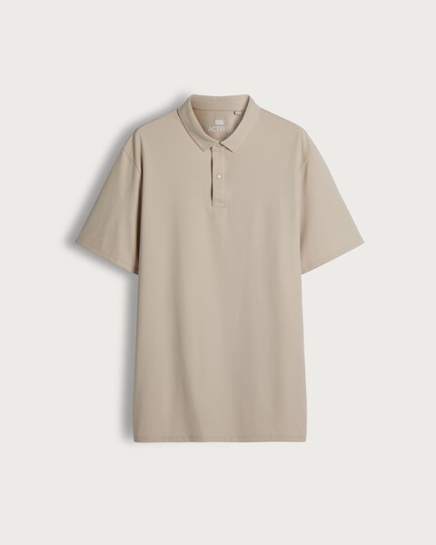 F&F Active Grid Textured Golf Polo Shirt in Stone - Tesco Groceries