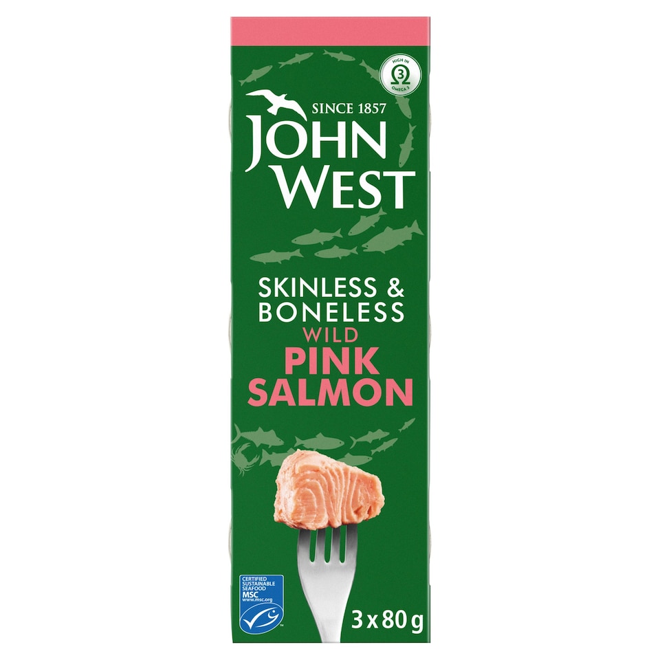 John West Skinless & Boneless Wild Pink Salmon 3 X 80G - Tesco Groceries
