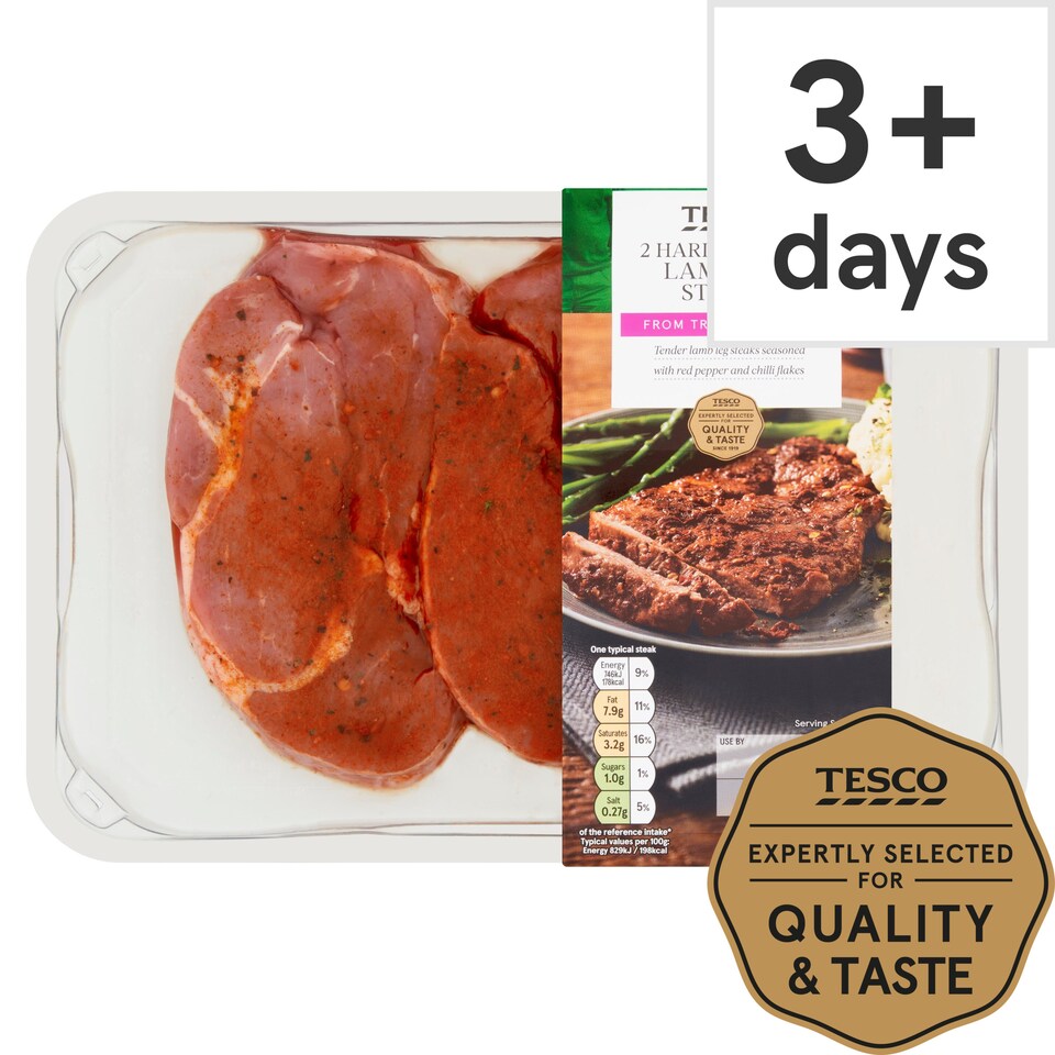 Tesco 2 Harissa Style Lamb Leg Steaks 250G - Tesco Groceries