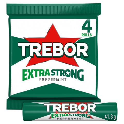 Trebor Extra Strong Peppermint Mints 4 Pack Multipack 166g - Tesco ...