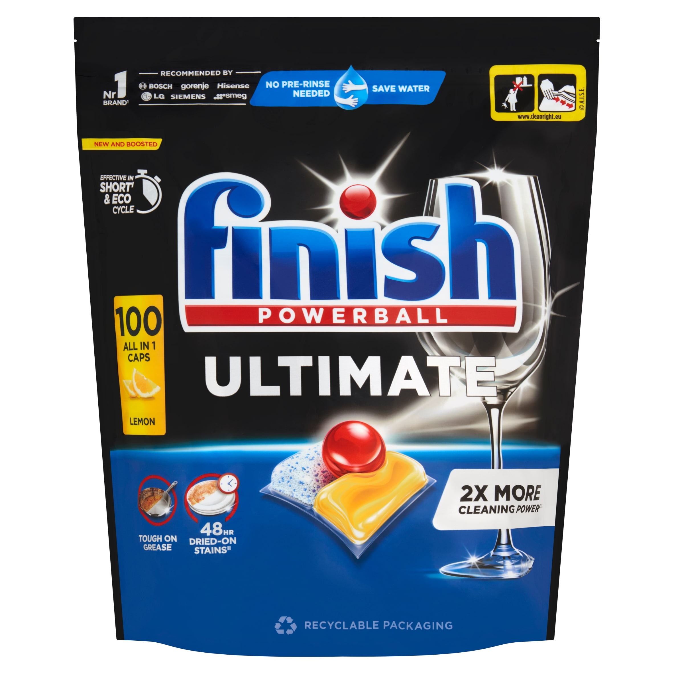 Finish Powerball Ultimate All in 1 Lemon Dishwasher Capsules 100 pcs ...