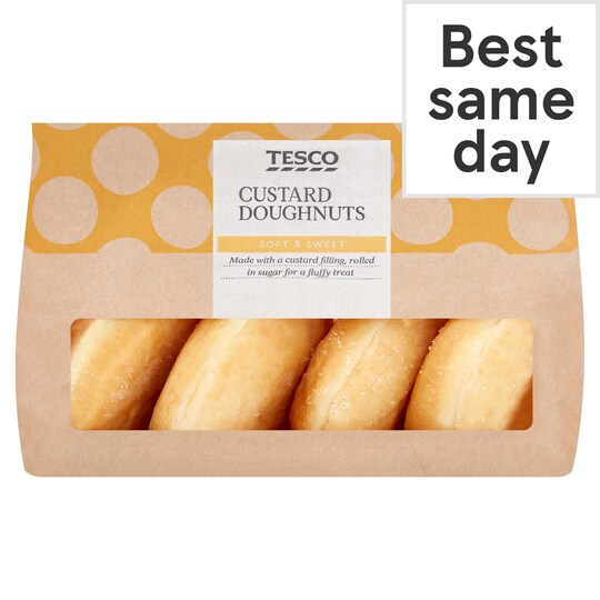 Tesco Custard Doughnuts 4 Pack - Tesco Groceries