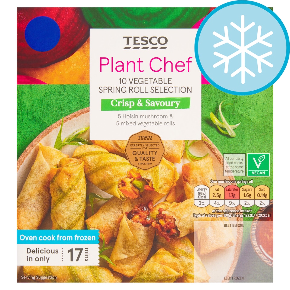 Tesco Plant Chef 10 Vegetable Spring Roll Selection 180g - Tesco Groceries