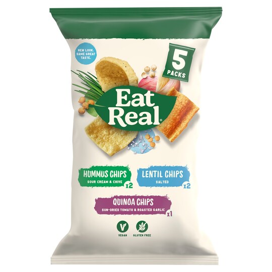 Eat Real Hummus Lentil, Quinoa Chips 5 Pack 116G - Tesco Groceries