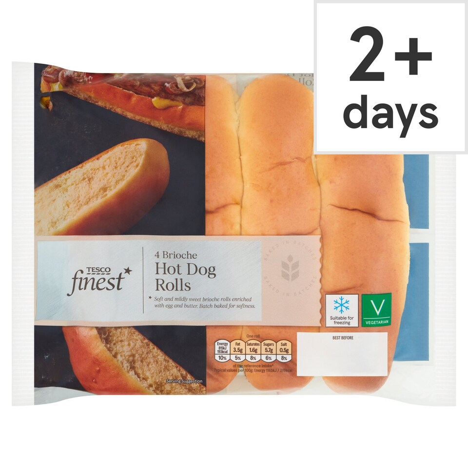 Tesco Finest 4 Brioche Hot Dog Rolls - Tesco Groceries