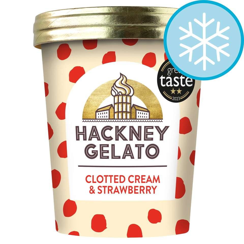 Hackney Gelato Clotted Cream & Strawberries 460Ml - Tesco Groceries