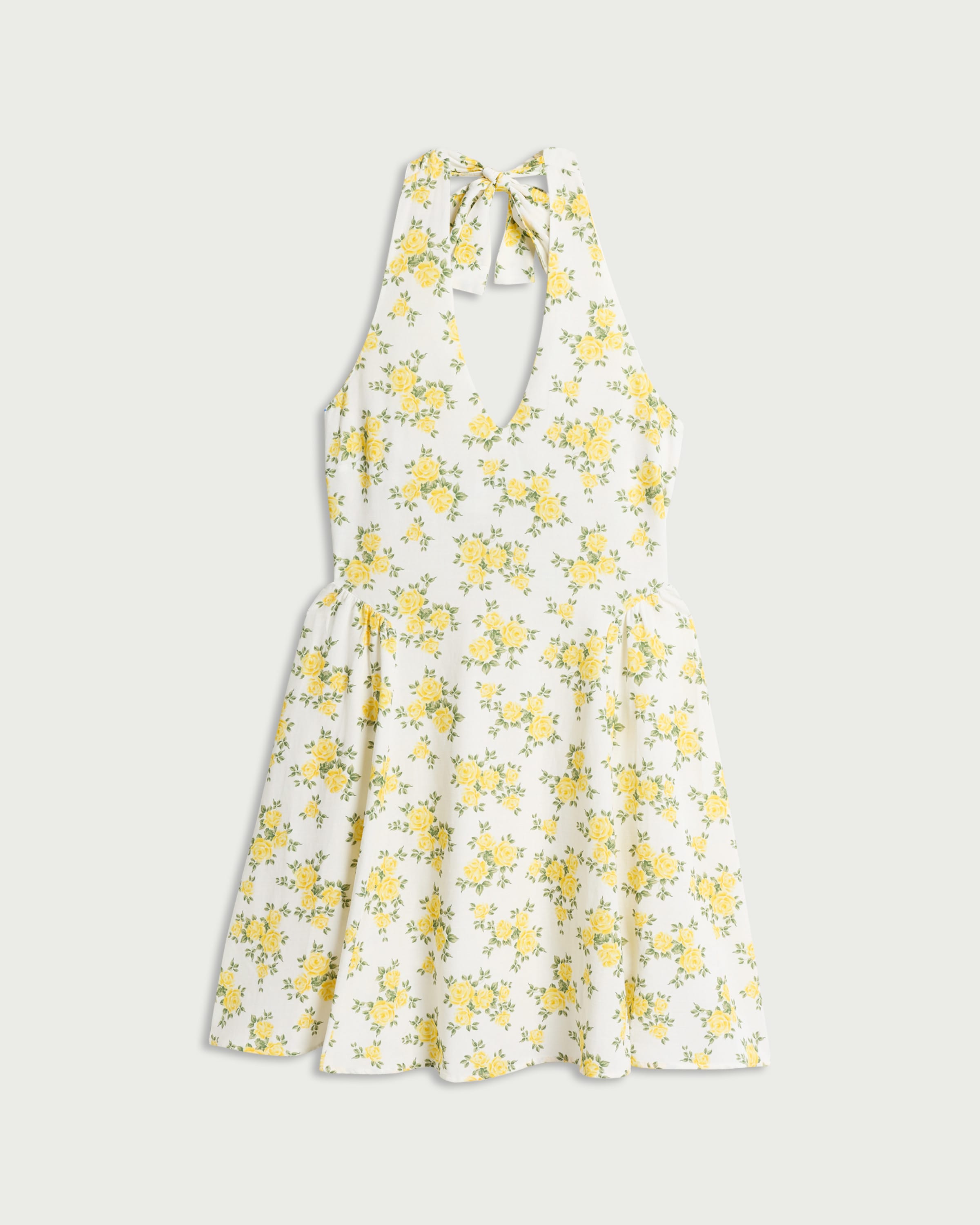 F&F Halterneck Mini Dress in Multi Yellow - Tesco Groceries