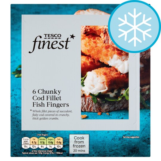 Tesco Finest 6 Chunky Cod Fillet Fish Fingers 400G - Tesco Groceries