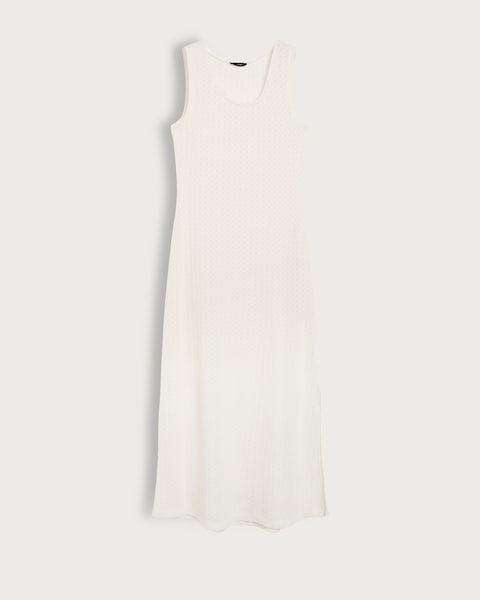 F&F Sleeveless Textured Maxi Beach Dress with Cotton in Ivory - Tesco ...