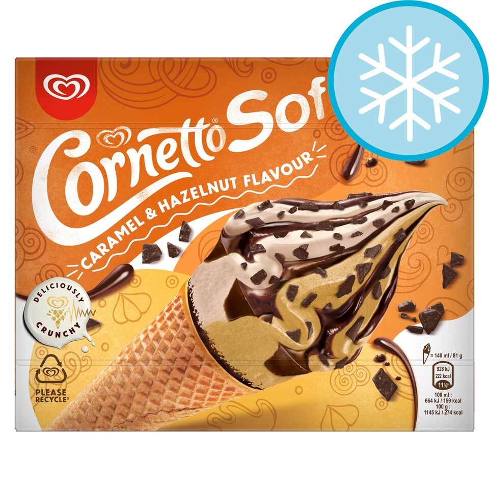 Cornetto Ice Cream Soft Caramel & Hazelnut 4X140ml - Tesco Groceries