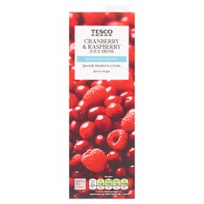 Tesco No Added Sugar Cranberry Raspberry Juice Drink 1 Litre - Tesco ...