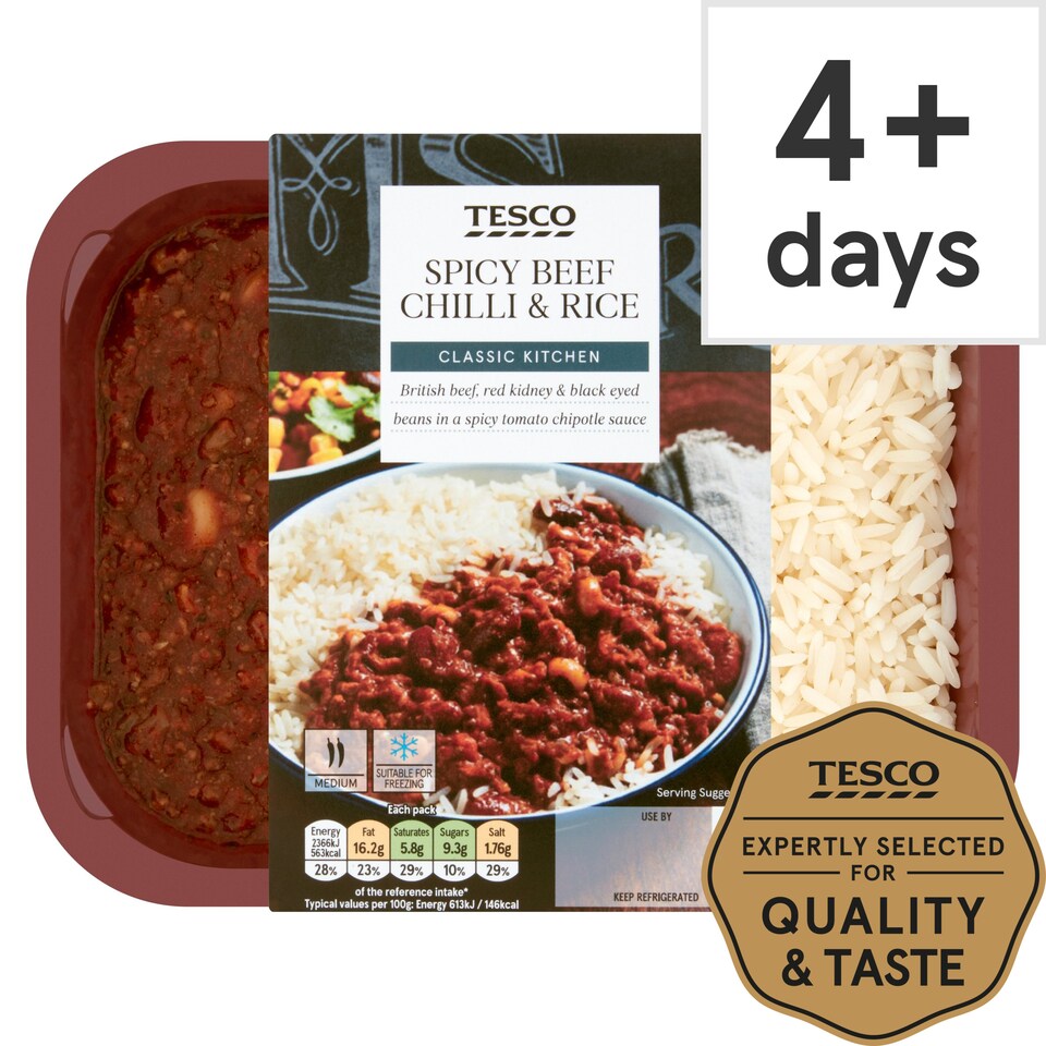 Tesco Spicy Beef Chilli & Rice 400G - Tesco Groceries