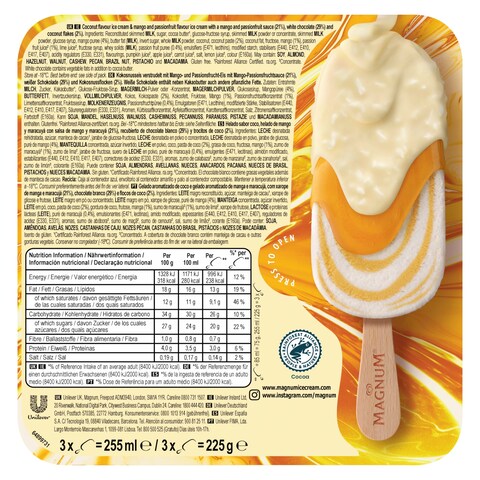 Magnum Sunlover White Chocolate Mango & Coconut Ice Cream Sticks 3x85ml ...