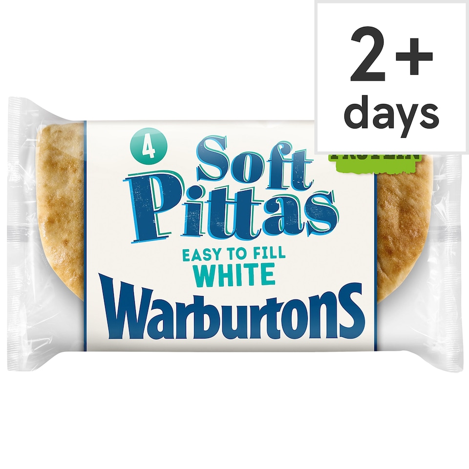 Warburtons Soft White Pittas 4 pack - Tesco Groceries