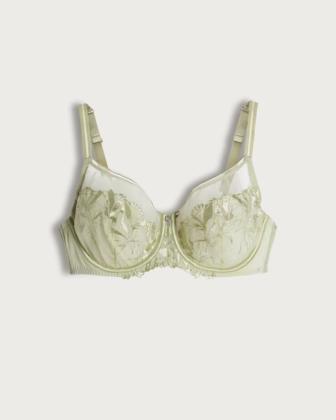 F&F Fuller Bust Sheer Floral Lace Wired Non-Padded Bra in Green - Tesco ...