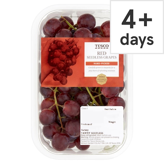 Tesco Red Seedless Grapes Punnet 500G - Tesco Groceries