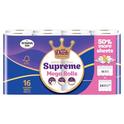 Little Duck Supreme Quilted Toilet Tissue 16 Mega Rolls - Tesco Groceries