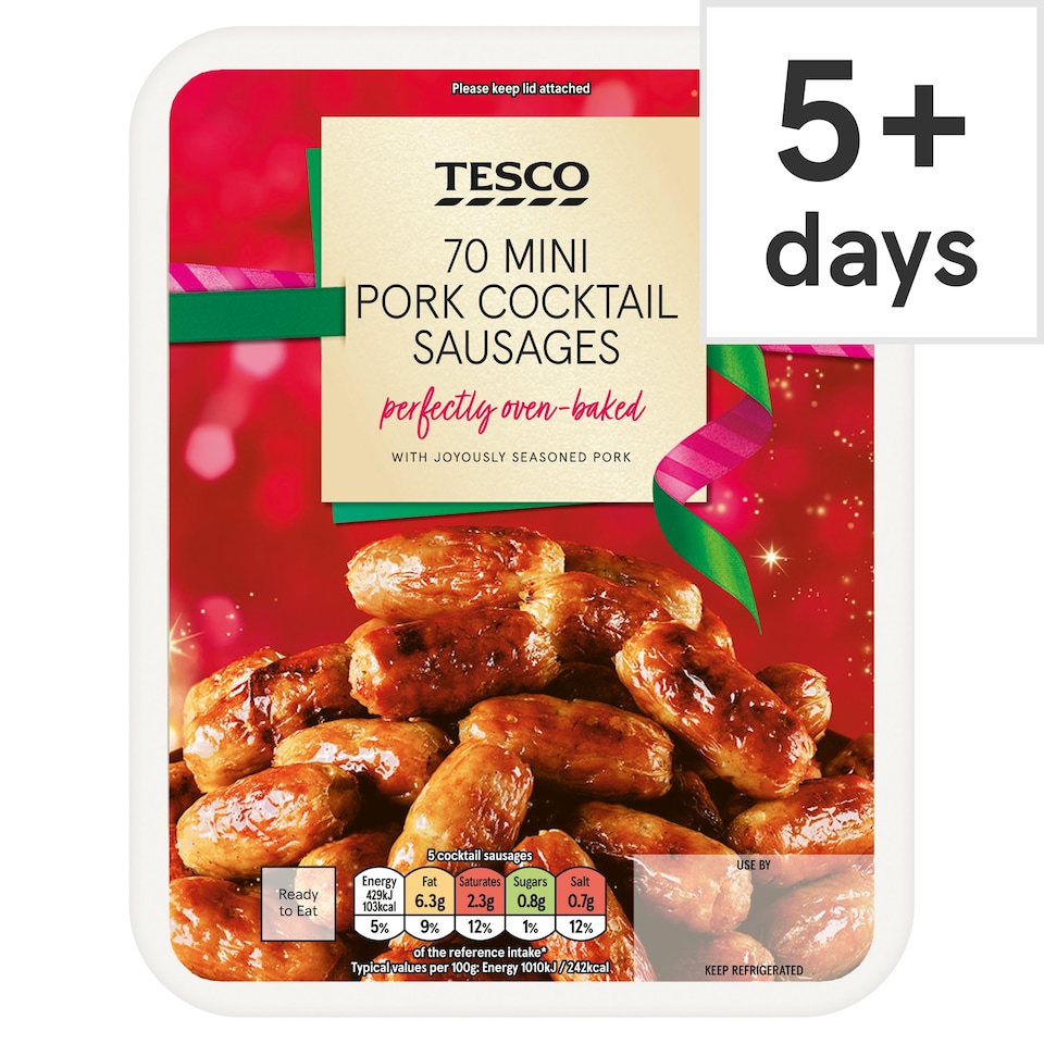 Tesco 70 Pork Cocktail Sausages 595G - Tesco Groceries