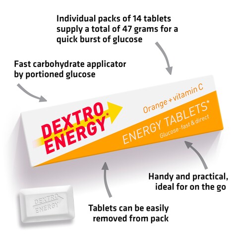 Dextro Energy Orange + Vitamin C Dextrose 47G Tablets - Tesco Groceries