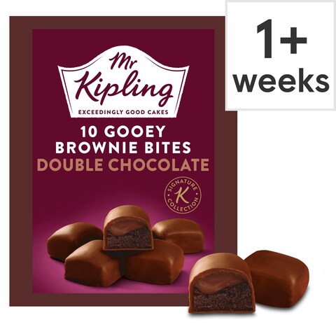 Mr Kipling Gooey Brownie Bites Double Chocolate 10 Pack - Tesco Groceries