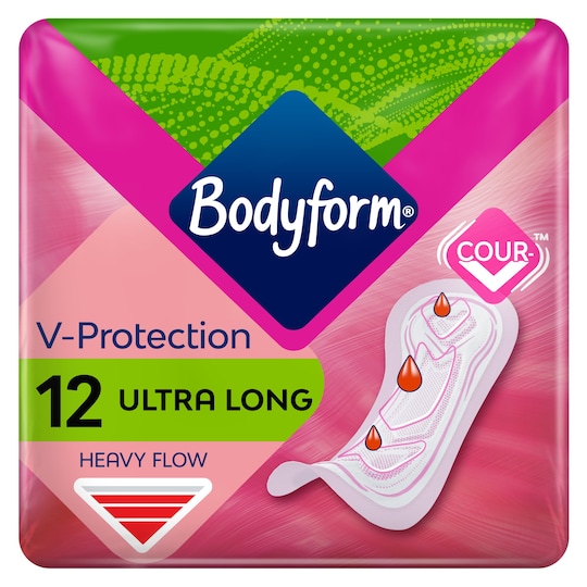 Bodyform Cour-V Ultra Long Sanitary Towels 12 Pack - Tesco Groceries