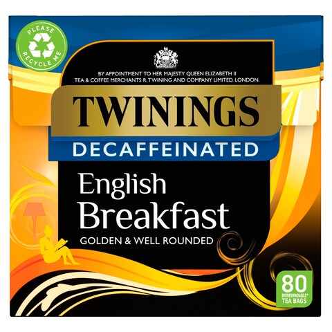 Twinings English Breakfast Decaffeinated 80 Tea Bags 218g - Tesco Groceries