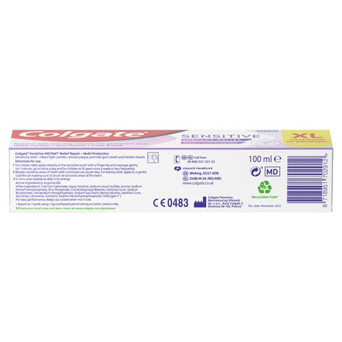 Colgate Sensitive Instant Relief Repair + Multi Protection Toothpaste ...