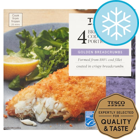 Tesco 4 Breaded Cod Fillets 500G - Tesco Groceries